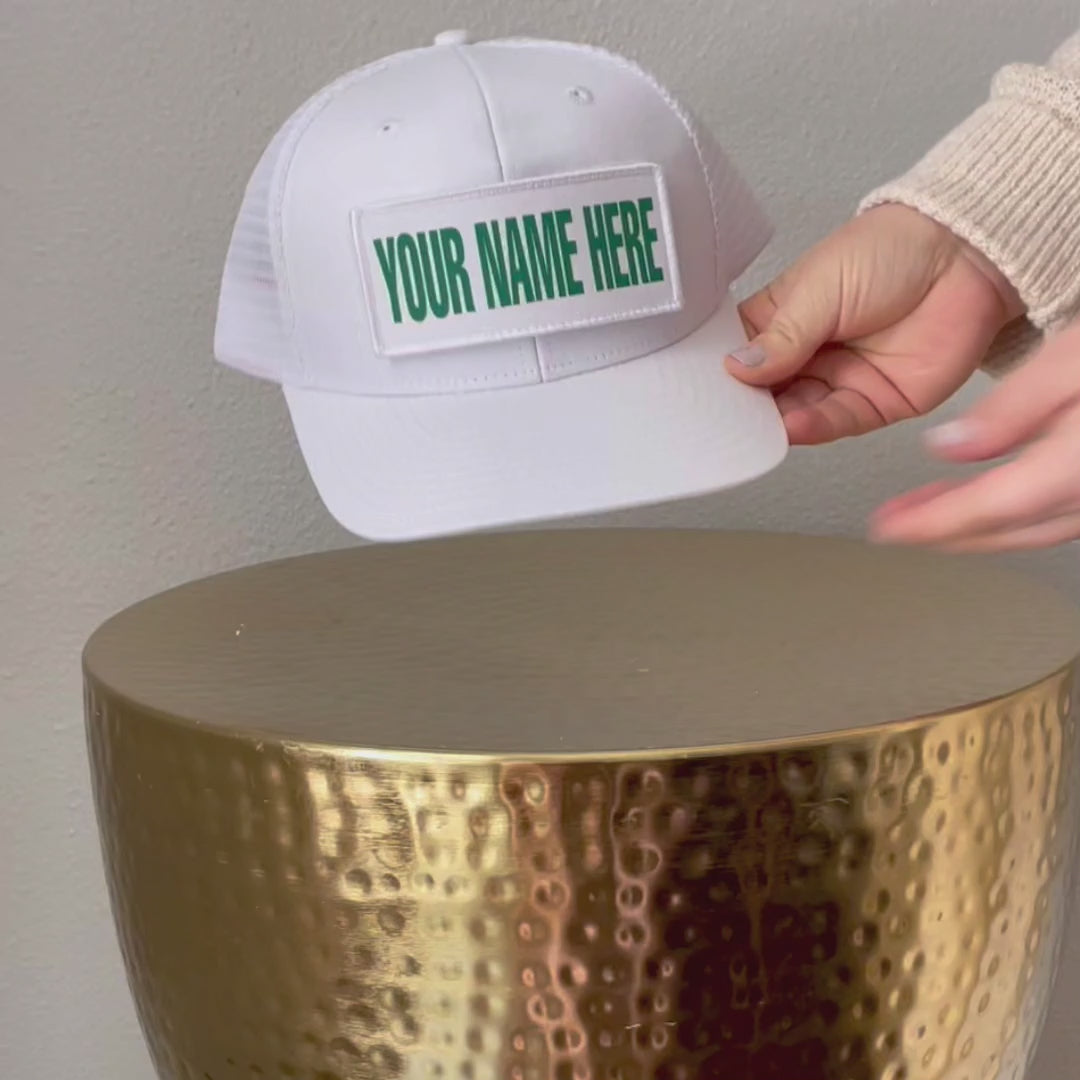 Custom Patch White Hat With Mesh Trucker Back